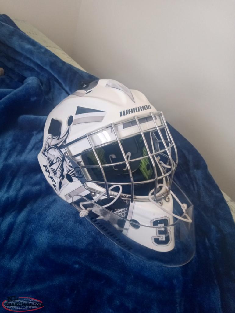 Warrior RF2 white goalie mask and decal kit - St. John's, Newfoundland ...