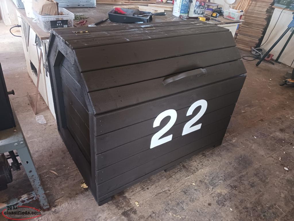 Painted Garbage Boxes For Sale With House Number - Goulds, Newfoundland ...