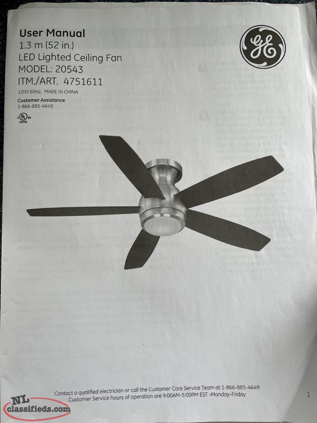52 Ceiling Fan - St. Johns, Newfoundland Labrador | NL Classifieds